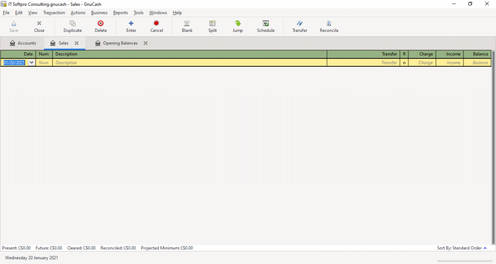 Using GnuCash – Transactions and Opening Balances – ExpLearn