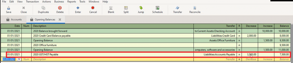 Using GnuCash – Transactions and Opening Balances – ExpLearn